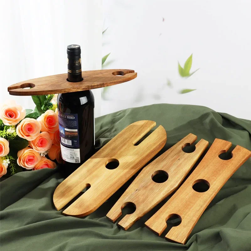 Wooden-Wine-Bottle-Glass-Holder-Wood-Stand-for-Wine-for-Two-Glasses ...