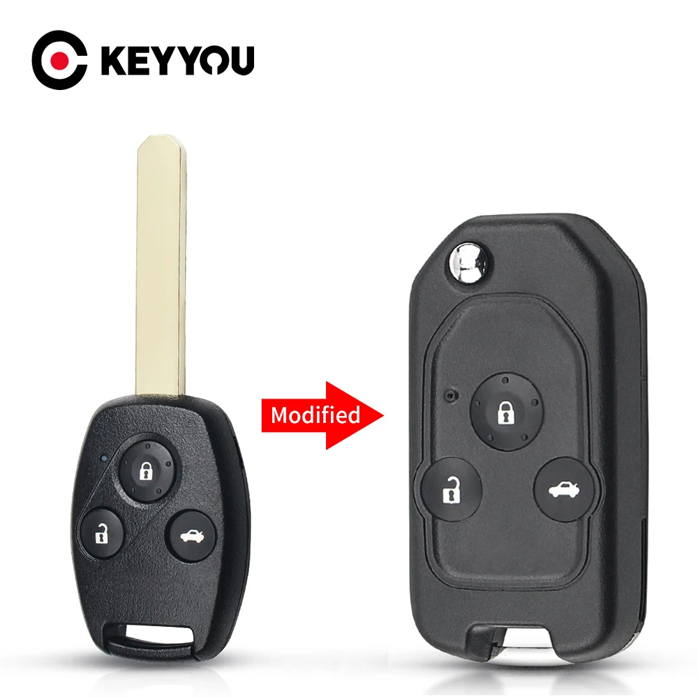 KEYYOU 2/3/4 Buttons Modified Flip Remote Car Key Shell Case For Honda ...