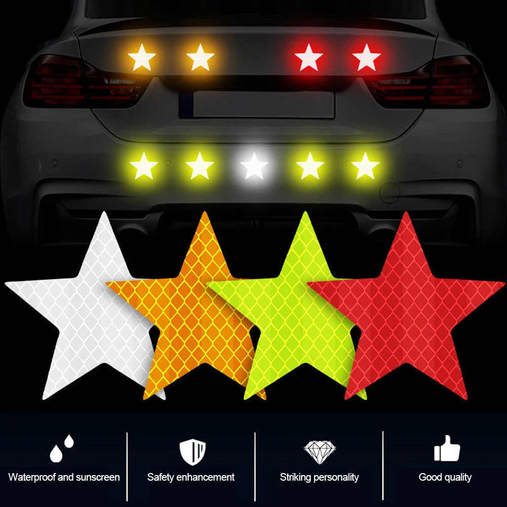 6Pcs-Car-Reflective-Reflector-Sticker-Self-Adhesive-Safety-Warning ...