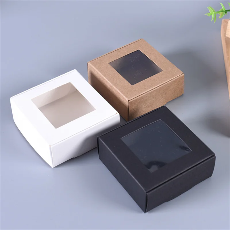 10pcs-square-white-kraft-black-window-packaging-boxes-various-sizes ...