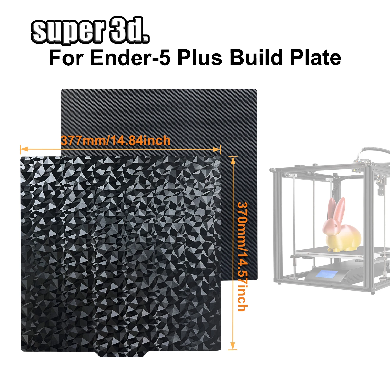 For Creality Ender 5 Plus Build Plate 377x370mm Smooth Magnetic Bed ...