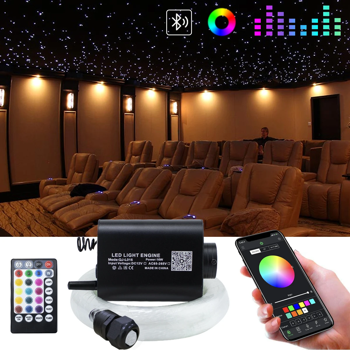 New 16w Rgbw Led Fiber Optic Star Sky Ceiling Kit Light 200pcs/300pcs ...