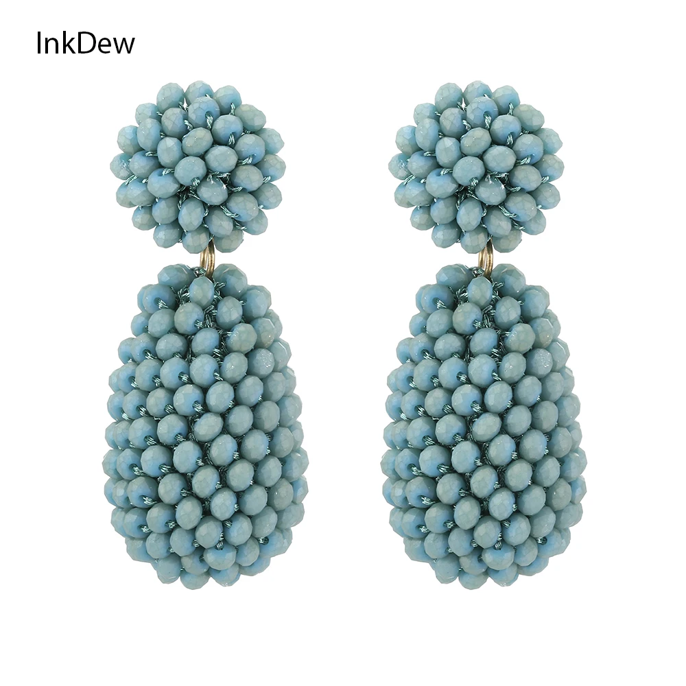 INKDEW Beads Big Earrings Water Drop Shape Long Earrings Handmade ...
