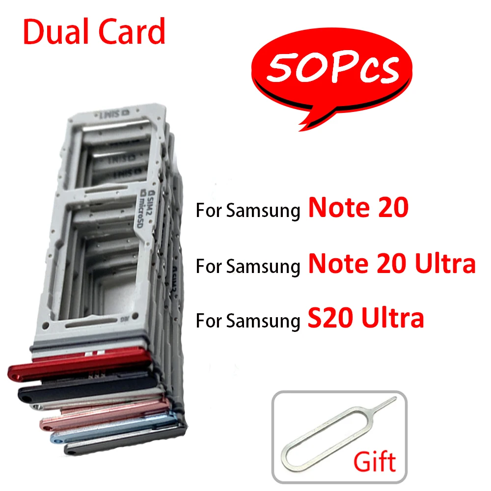 50 pces, cartão duplo original para samsung galaxy note 20 s20 ultra ...