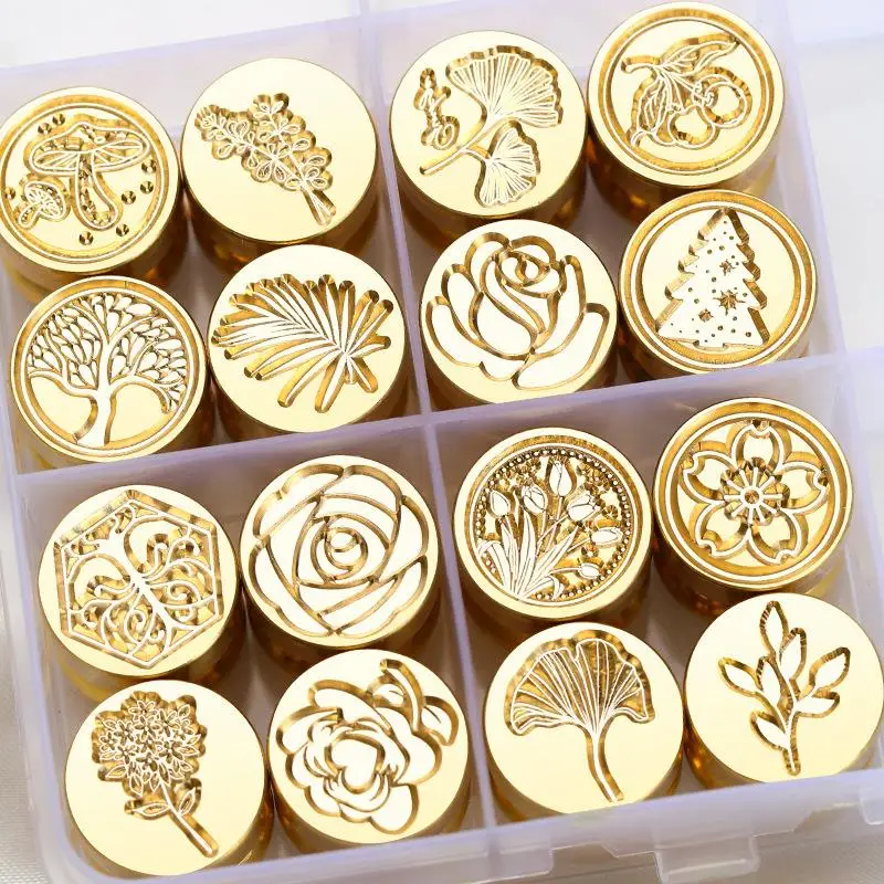 1.5cm Mini Plant Seal Stamp Leaf Rose DIY Sealing Wax Seal Decorative ...