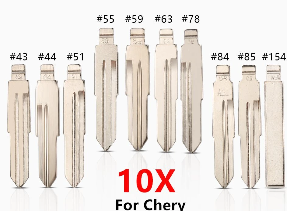 10pcs Car Flip KD Key Blade #43 44 51 55 59 63 78 84 154 for Chery A1 ...