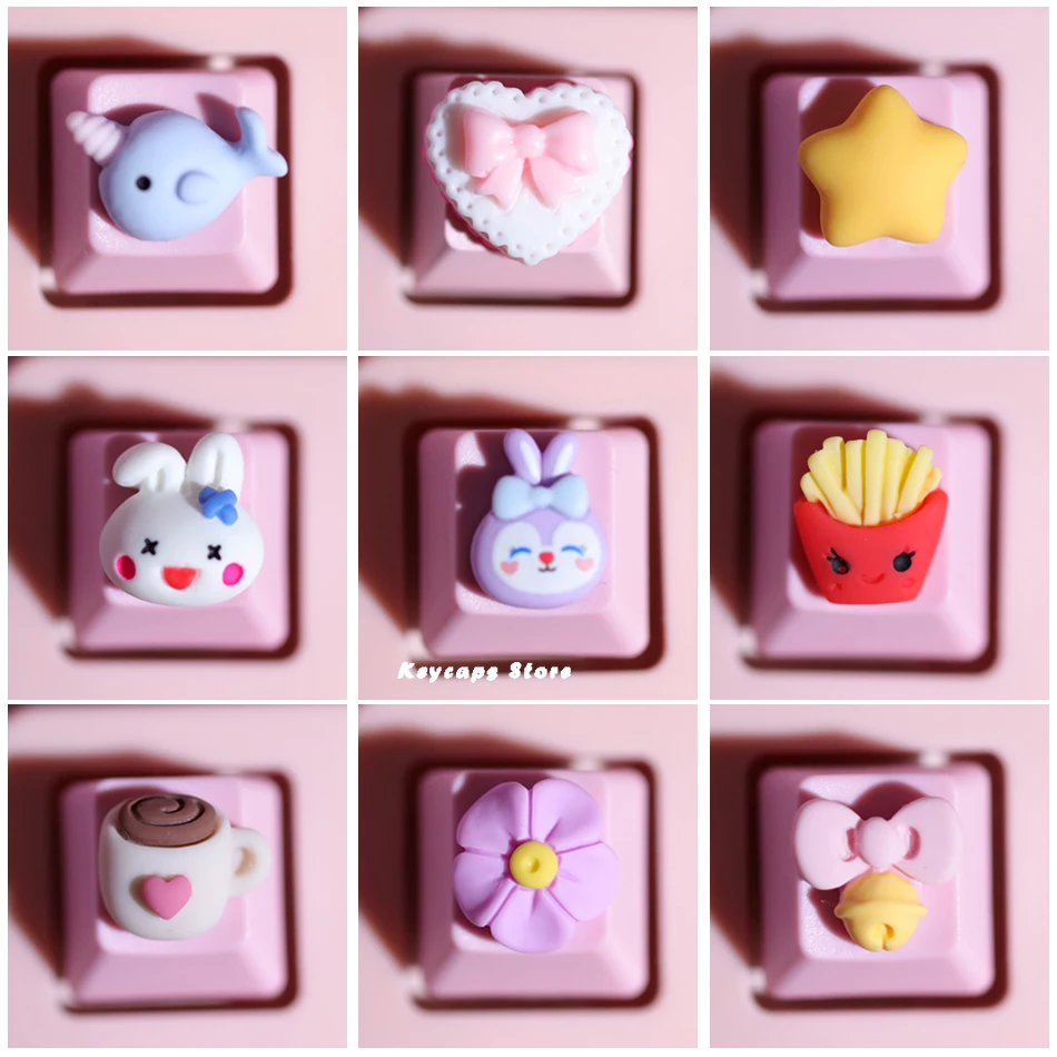 Girls-Gift-Pink-Mini-Cartoon-Cute-Keycaps-for-Cross-Shaft-Mechanical ...