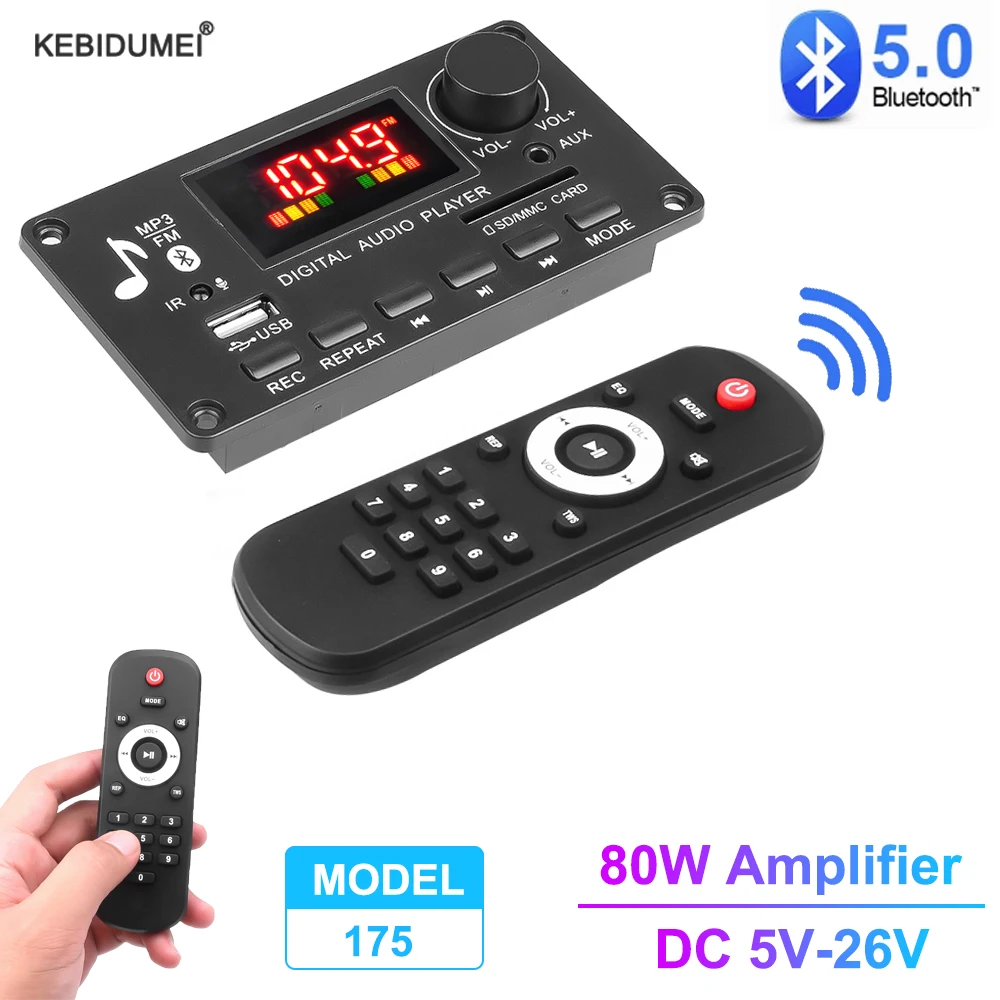 80W-Amplifier-MP3-Decoder-Board-12V-2-40W-Bluetooth-5-0-Car-FM-Radio ...
