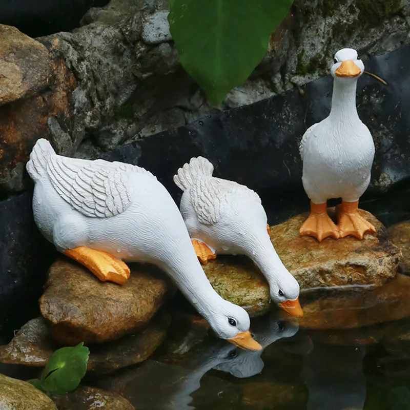 Resin-Duck-Figurines-Miniature-Fairy-Garden-Decoration-Outdoor-Statue ...