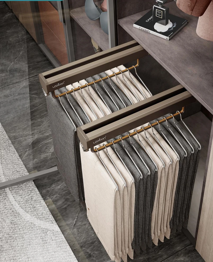 Top-Telescopic-Pants-Rack-Wardrobe-Built-in-Pull-out-Hardware-Hanging ...