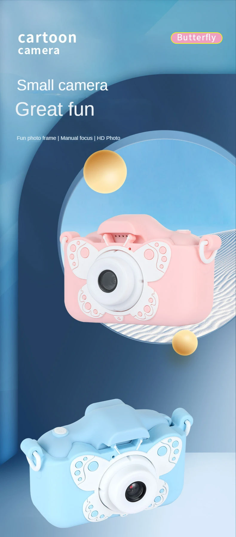 Caméra bleue - Mini caméra numérique HD pour enfants, 20mp, jouet ...