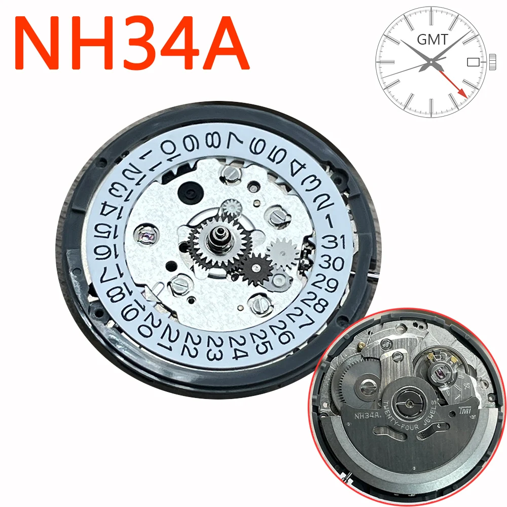 New-NH34-Automatic-Mechanical-Movement-GMT-24-Hours-Hands-Japan ...