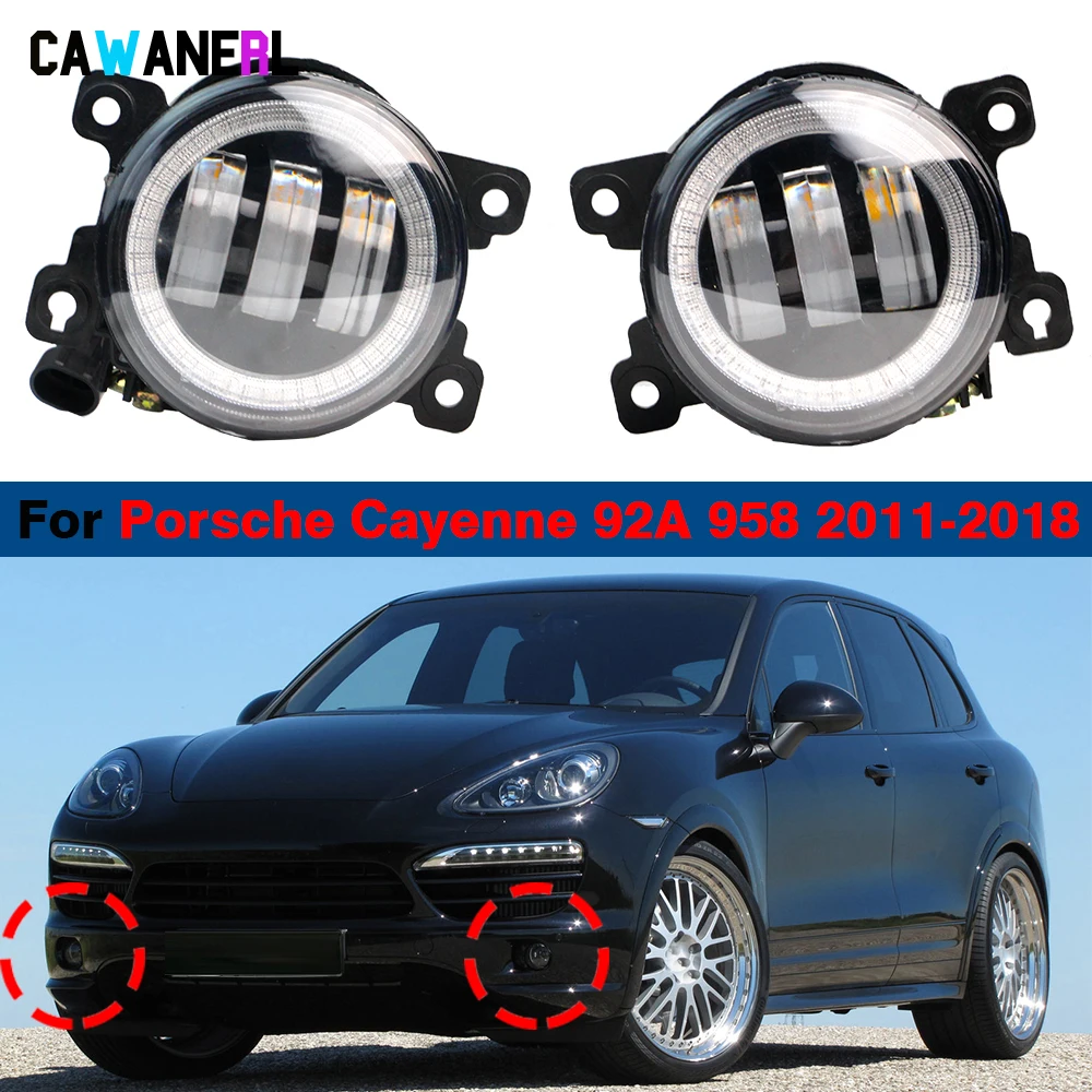 2-X-30W-Car-Front-LED-Fog-Light-DRL-Angel-Eye-Daylight-H11-For-Porsche ...
