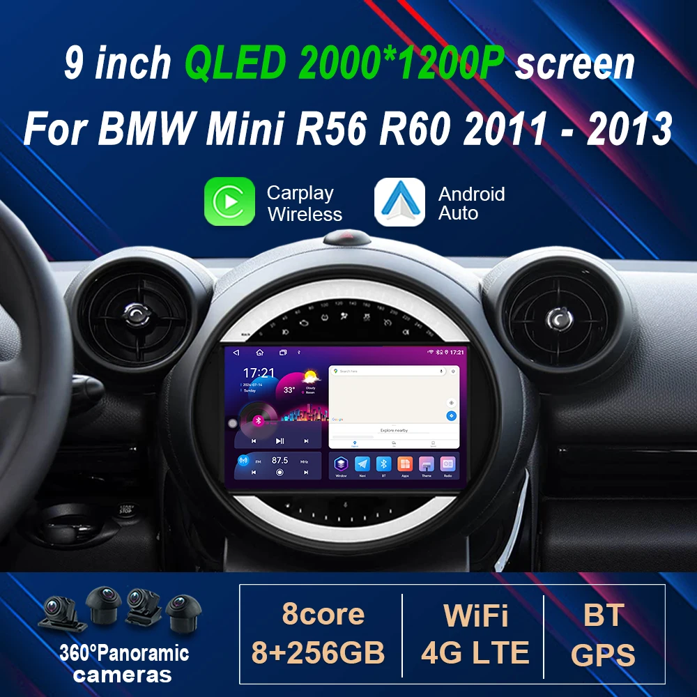9'' Car Radio Multimedia Player Android for BMW Mini Cooper Countryman ...