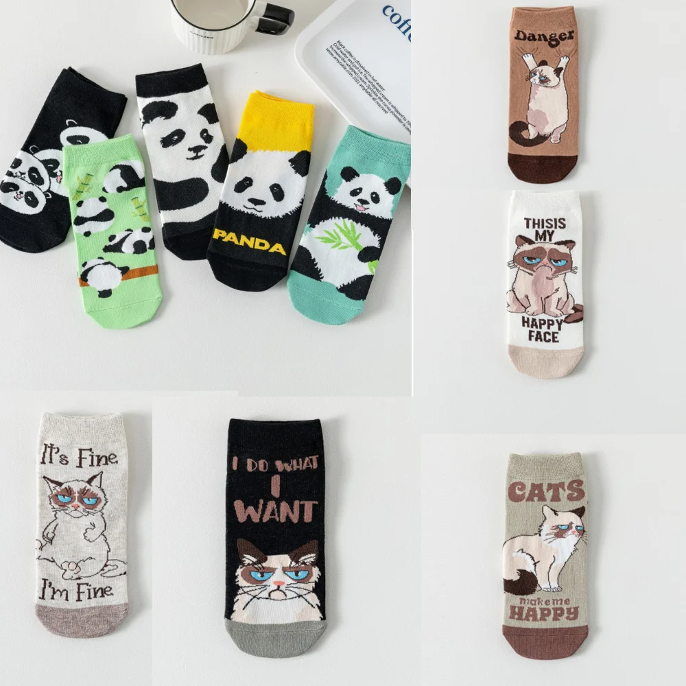 5Pairs-Set-Kawaii-Cute-Panda-Funny-Cat-Socks-Korean-Style-Women-Cartoon ...