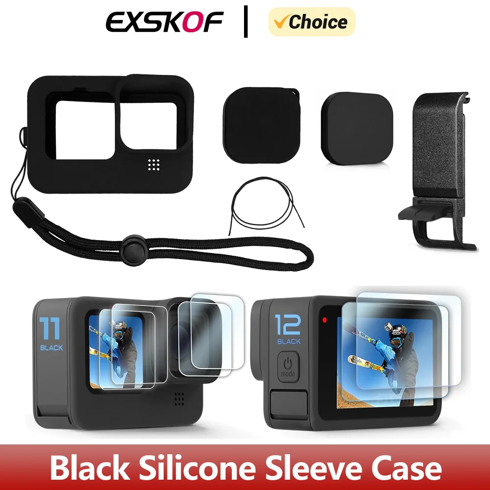 Black-Silicone-Sleeve-Case-Battery-Side-Cover-Screen-Protectors-Lens ...