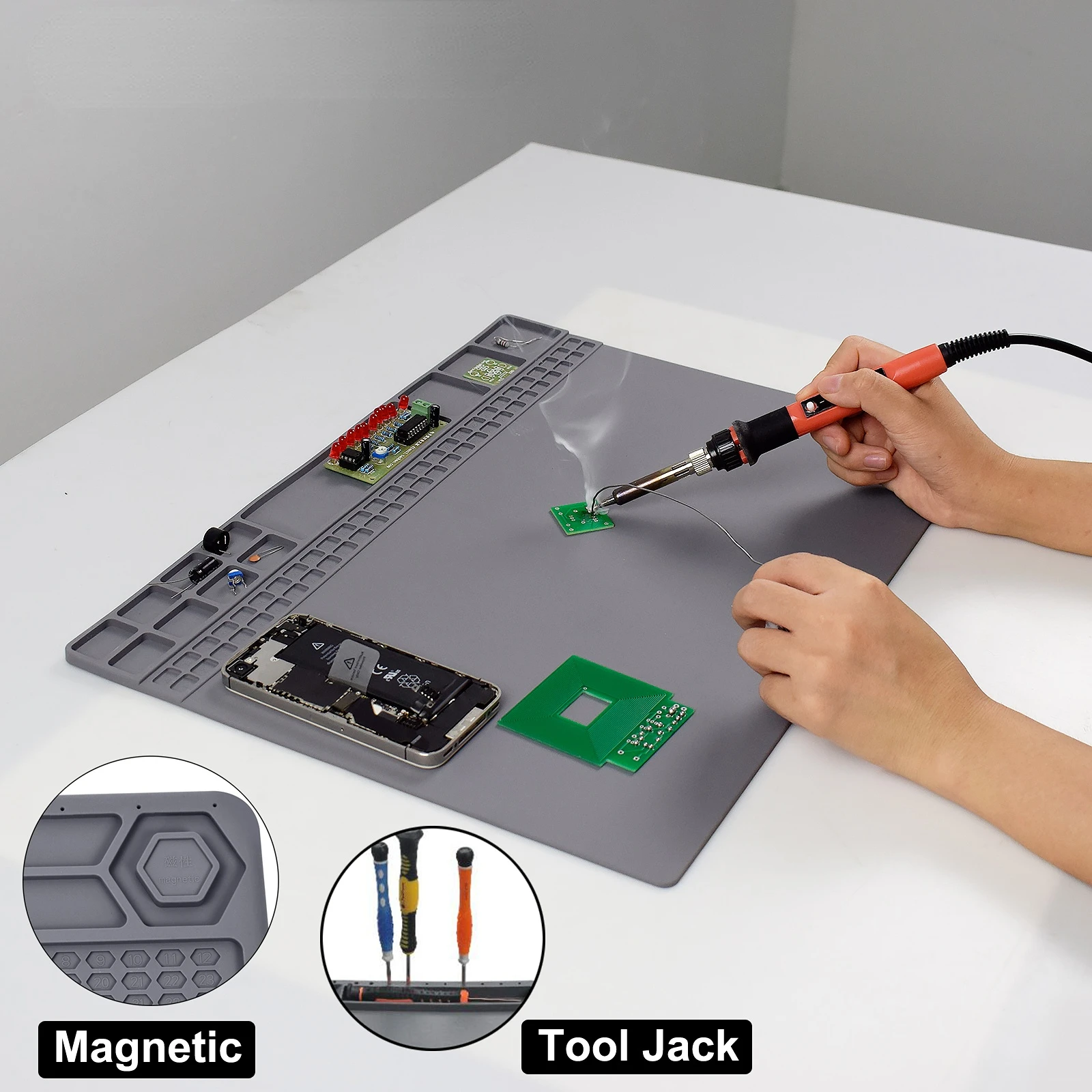 Silicone-Repair-Mat-Magnetic-Soldering-Mat-Heat-Insulation-Electronics ...