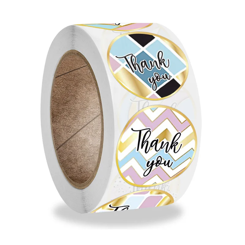 100-500 Pcs 1inch Round Thank You Stickers Gift Sealing Roll Wedding ...