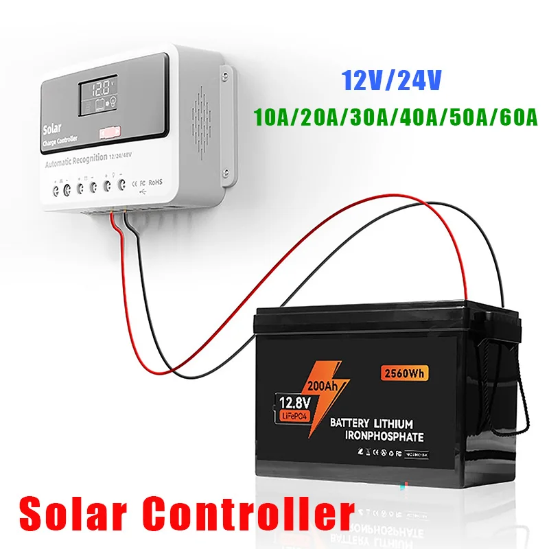 10A-60A 12/14V/48V Self-Identification Solar Controller Solar Charge ...