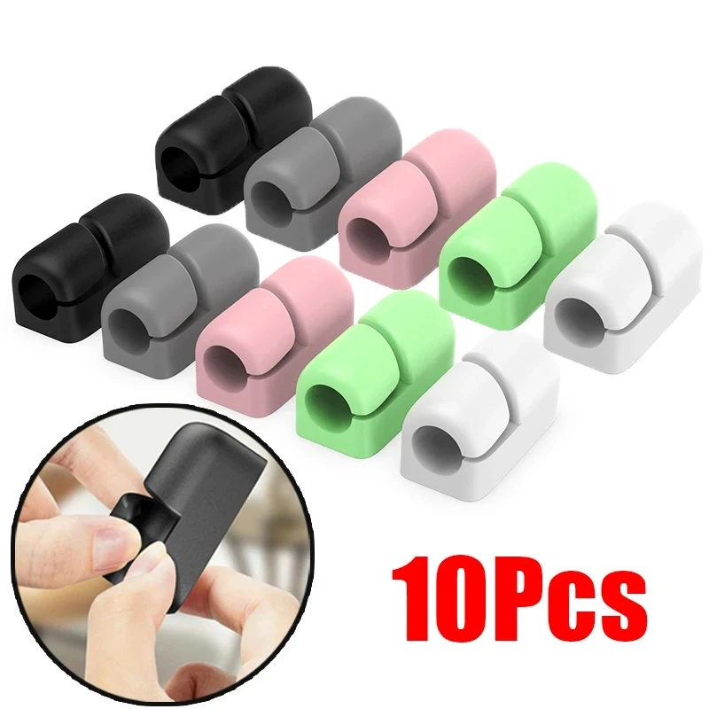 1-10Pcs Cable Clip Adhesive Silicone Cable Holders Organizer Desk Cable ...