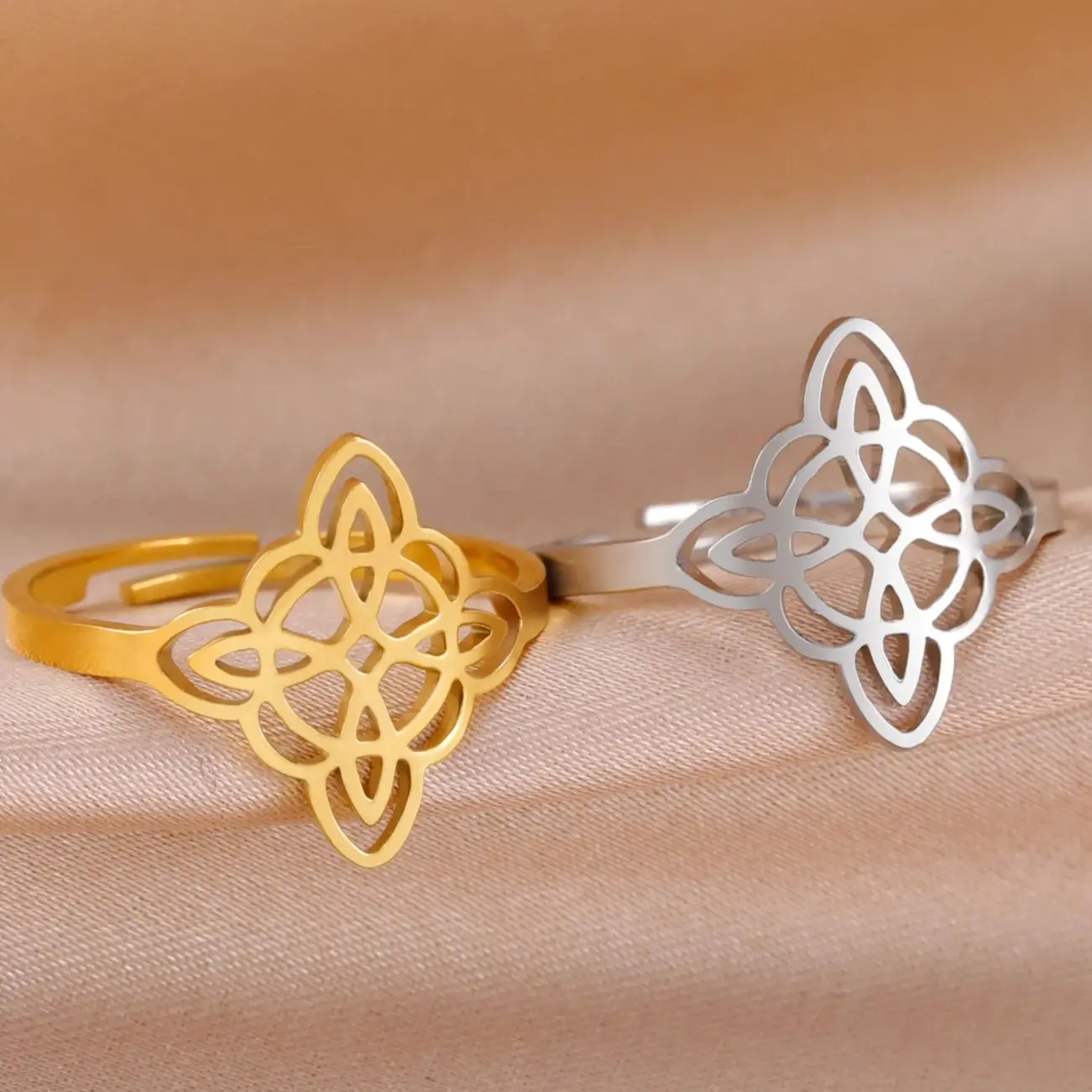 Dawapara-Witch-Knot-Ring-for-Women-Stainless-Steel-Adjustable-Finger ...