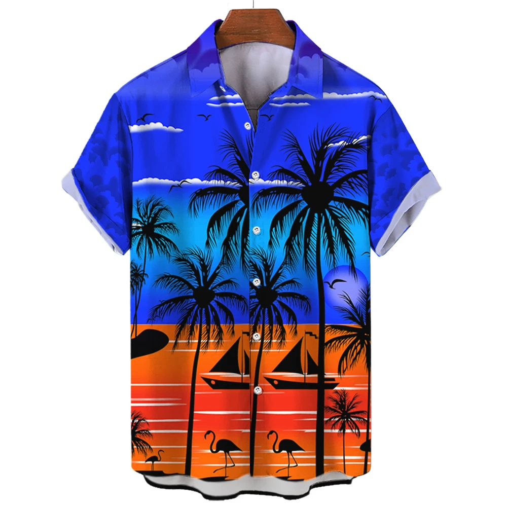 Hawaii 3d impressão masculina camisa de manga curta verão homem moda ...
