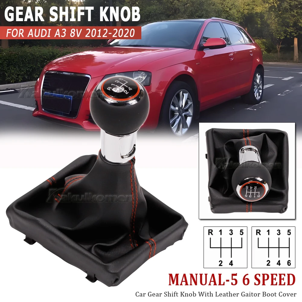 Gear Shift Knob Manual 5/6 Speed Red Line For Audi A3 8V 2012-2020 Car ...