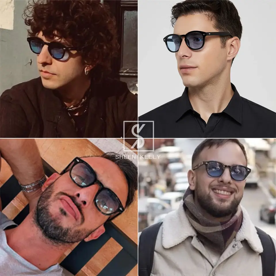 Occhiali Da Sole Stile Johnny Depp/Robert Downey Jr. - Lenti Blu ...