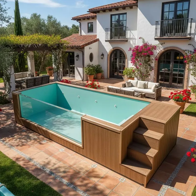 Customized Above Ground Pools Swimming Outdoor Fiberglass Rooftop Fiber ...
