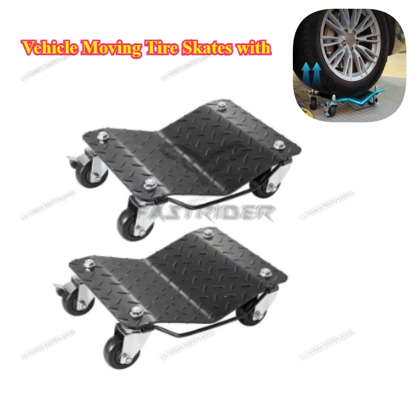 1/2Pcs Car Tire Wheel Trolley Dollies Vehicle Moving Tire Skates with 4 ...