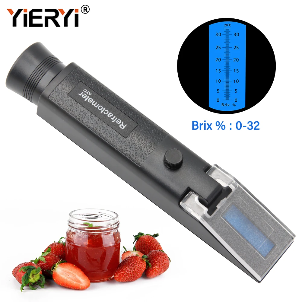 Yieryi New 0-32% Brix Refractometer Honey Jam Juice Sugar Meter Density Gauge ATC Sugar ...