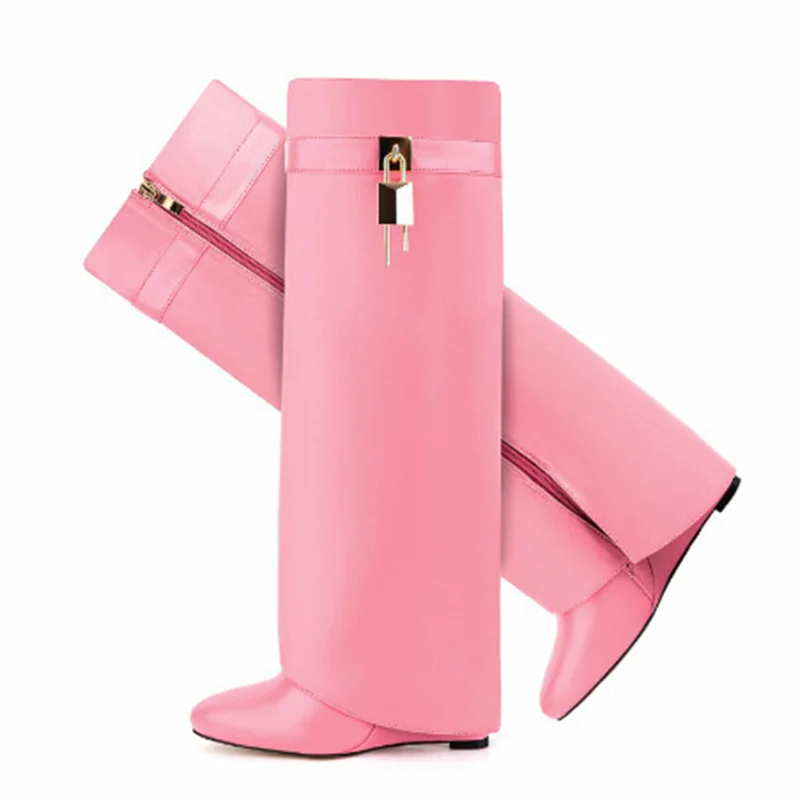 2025 Autumn Winter Lock Boots Women Designer Knee Boots Women Brand ...
