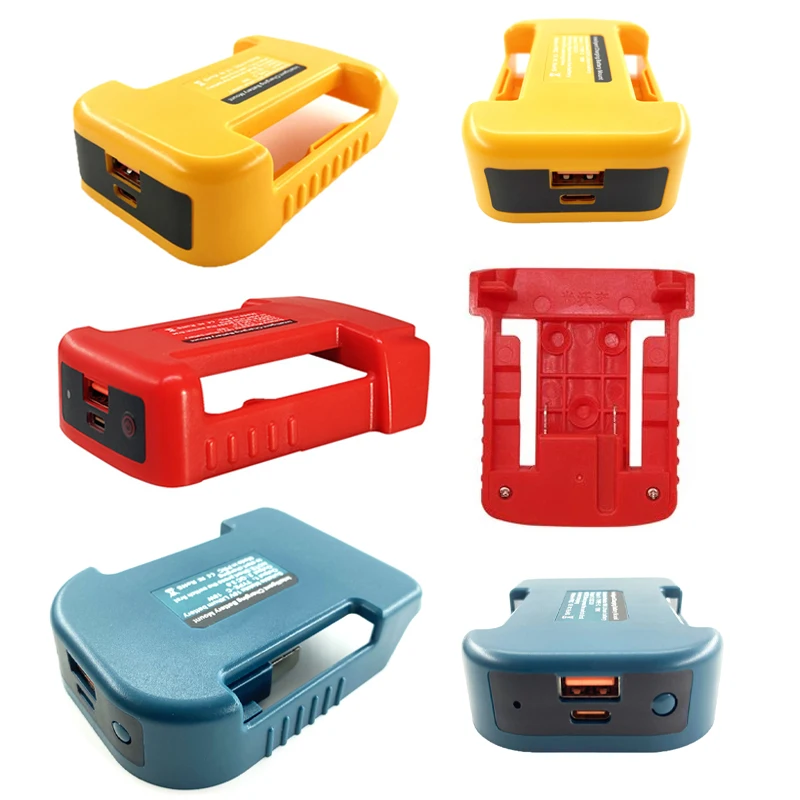 휴대용 Usb 충전기 어댑터 마키타 디월트 밀워키용 18v 리튬 이온 Usb C 타입 배터리 홀더 포함 또는 미포함