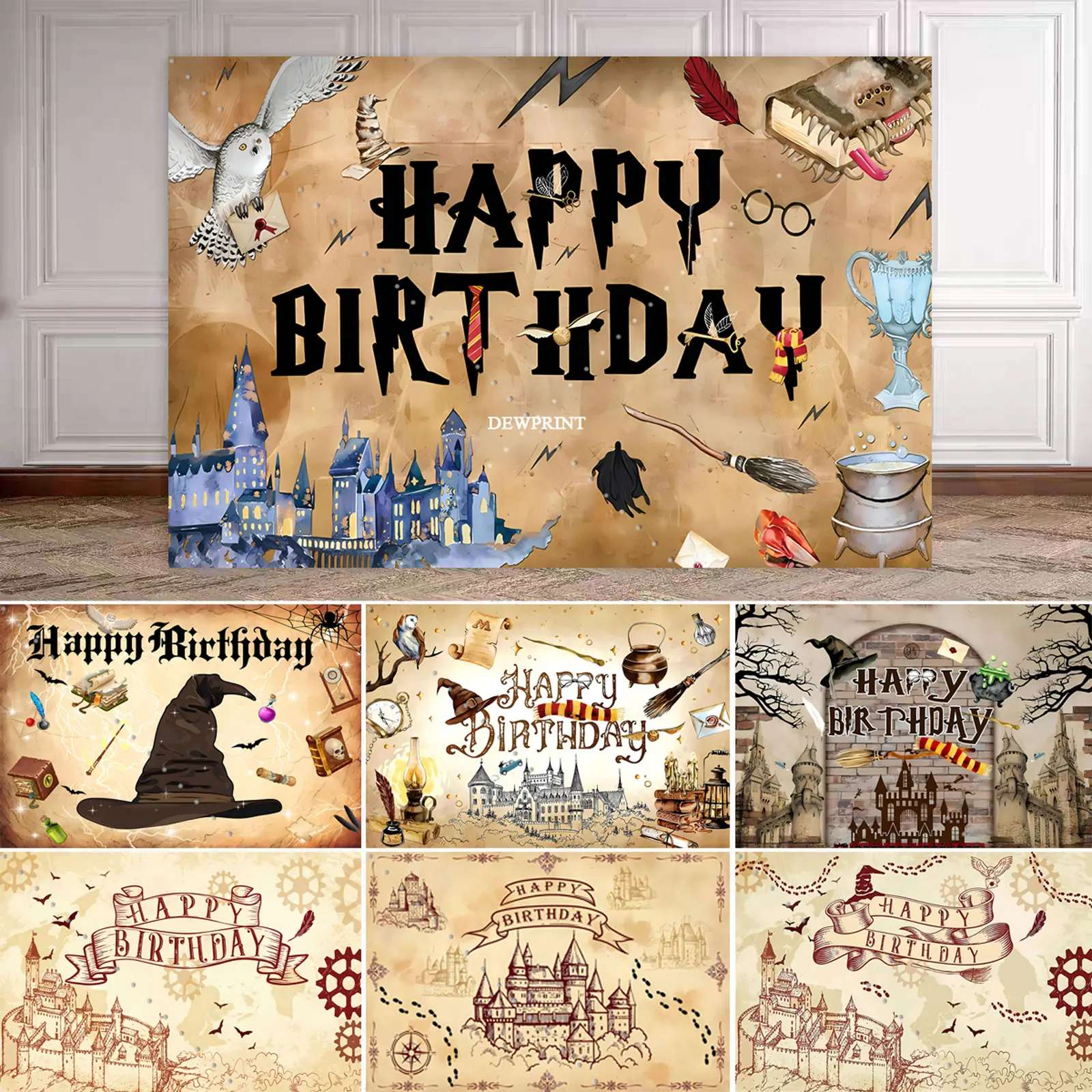 Magic Wizard Happy Birthday Backdrop Sign Banner Magical Party Supplies ...