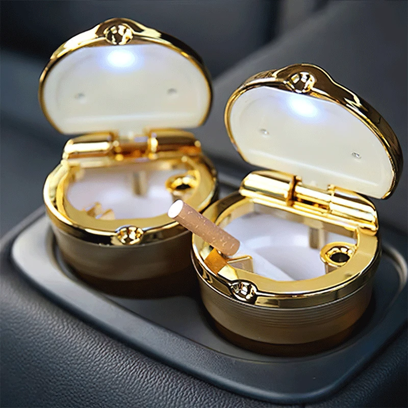 Universal Car Ashtray With Led Lights With Cover Creative Personality ...