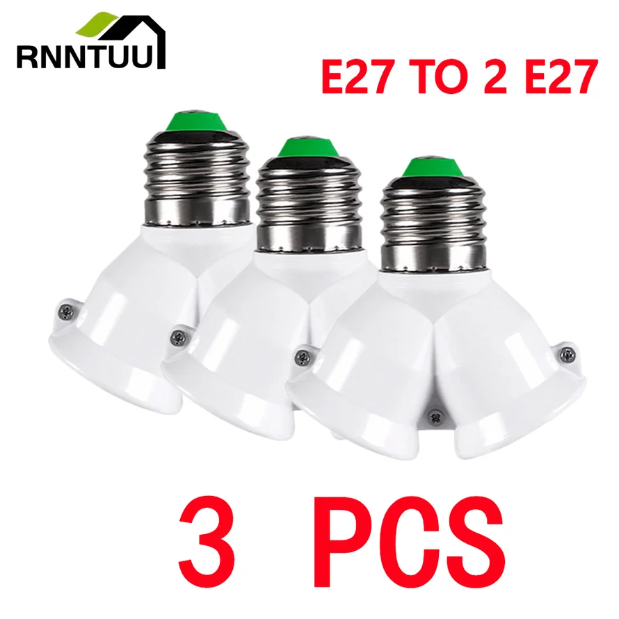 3-PCS-Screw-E27-LED-Base-Light-Lamp-Bulb-Socket-E27-to-2-E27-Splitter ...