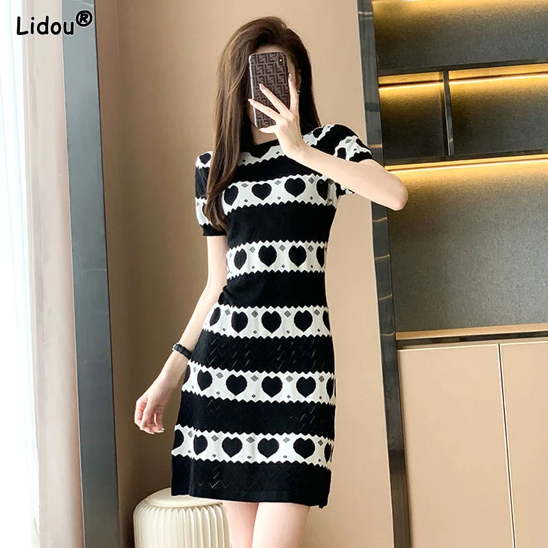 Pullovers-Elegant-Patchwork-Korean-Dresses-Printing-Temperament-Round ...