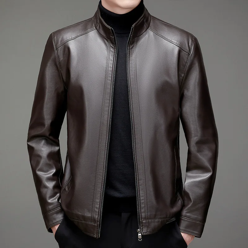 Autumn-and-Winter-Men-s-Mid-Life-Slim-Fit-Short-Leather-Jacket-Business ...