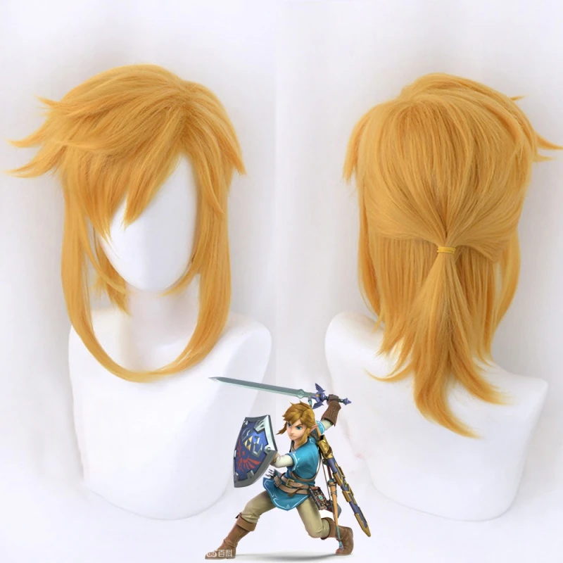 Game Zelda: Breath Of The Wild - Link Cosplay Wig Short Golden Pony ...