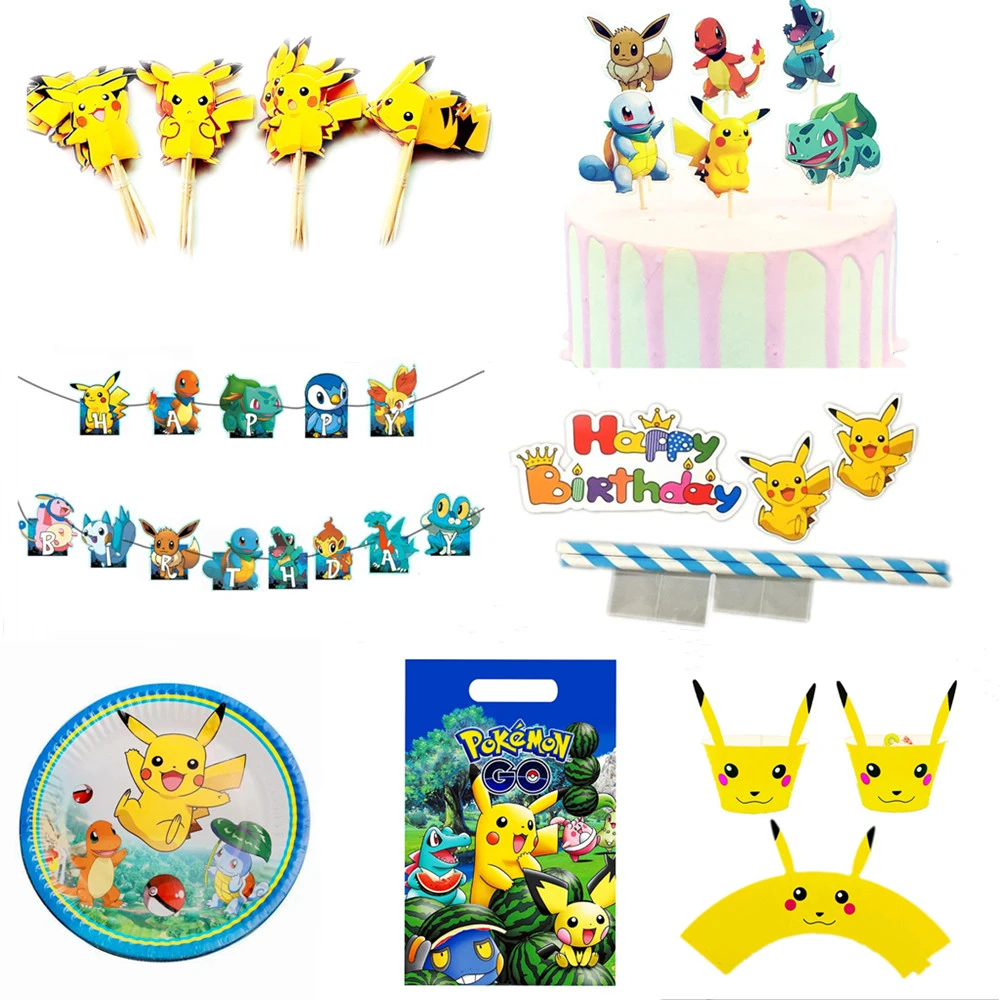 Birthday Baking Decoration Pokemon | Pikachu Birthday Decorations ...