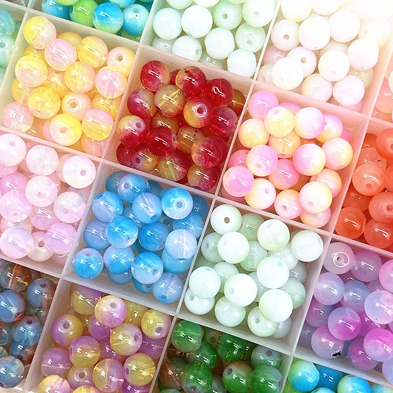 30pcs 8mm Color Glass Beads Round Loose Spacer Jewelry Making Diy ...