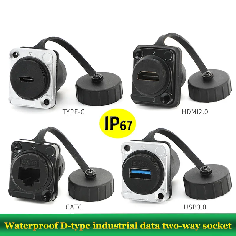CAT6A-Data-2-way-Socket-Network-RJ45-Round-Connector-IP67-Waterproof ...