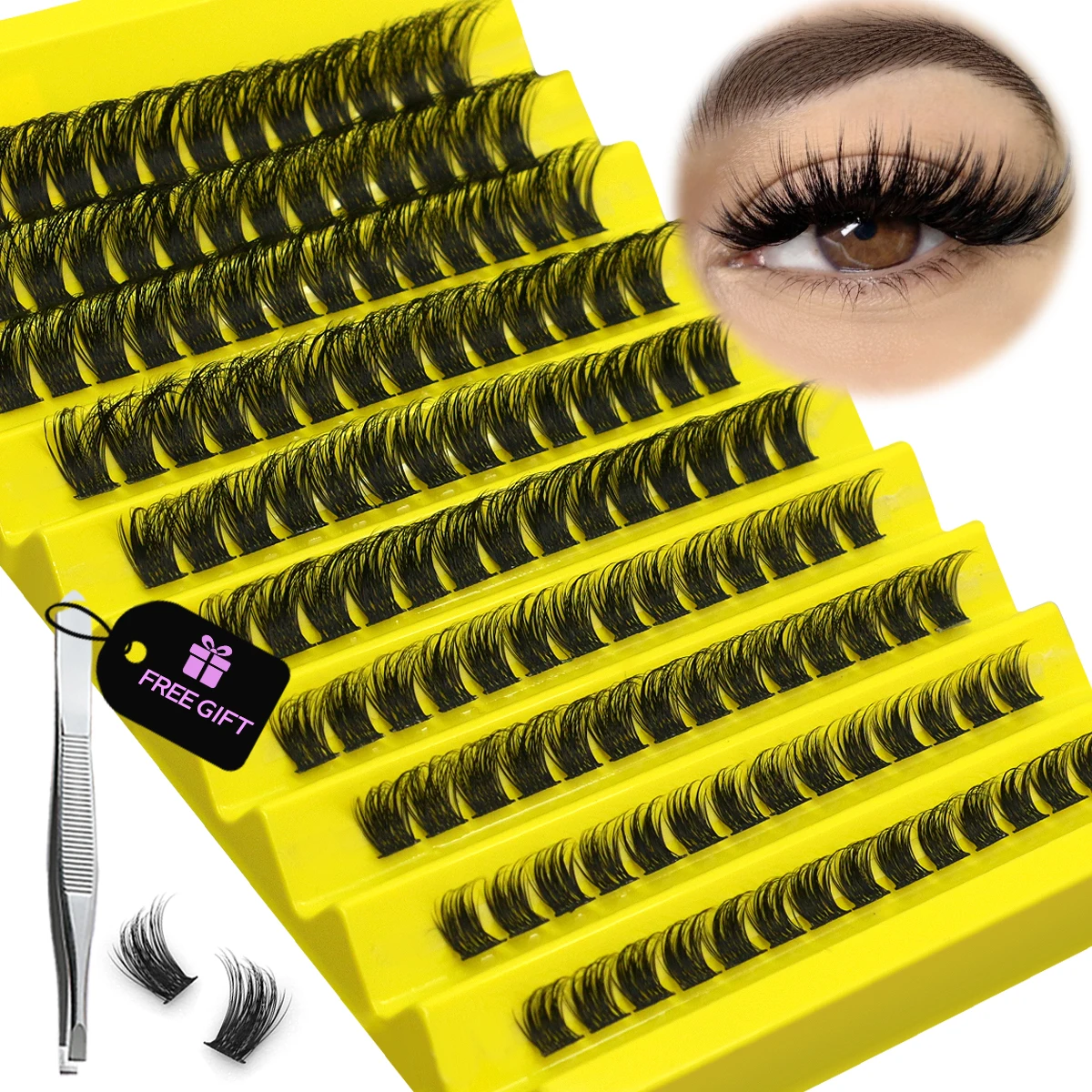 GROINNEYA-Cluster-Lashes-Reusable-Mixed-Eyelashes-DIY-Eyelash-Faux-Mink ...