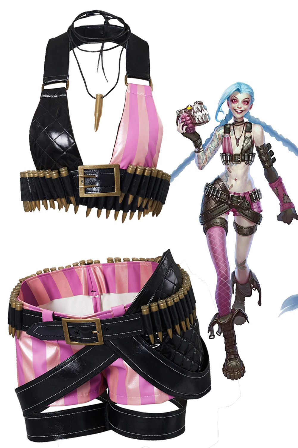 Jinx-Cosplay-kost-m-Anime-oyunu-LoL-kad-n-t-p-st-orap-eldiven-k ...