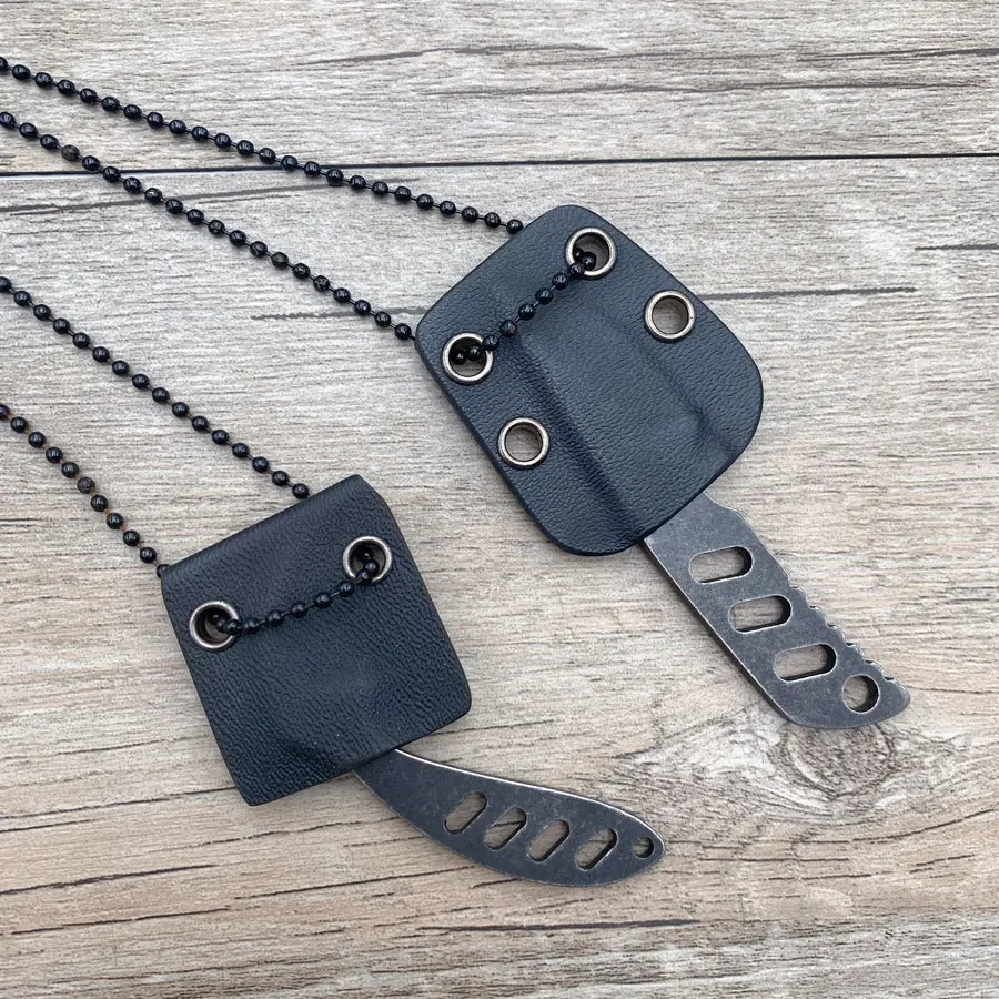 440 Stainless Steel Tactical Necklace Survival Knife Fixed Mini Pocket ...