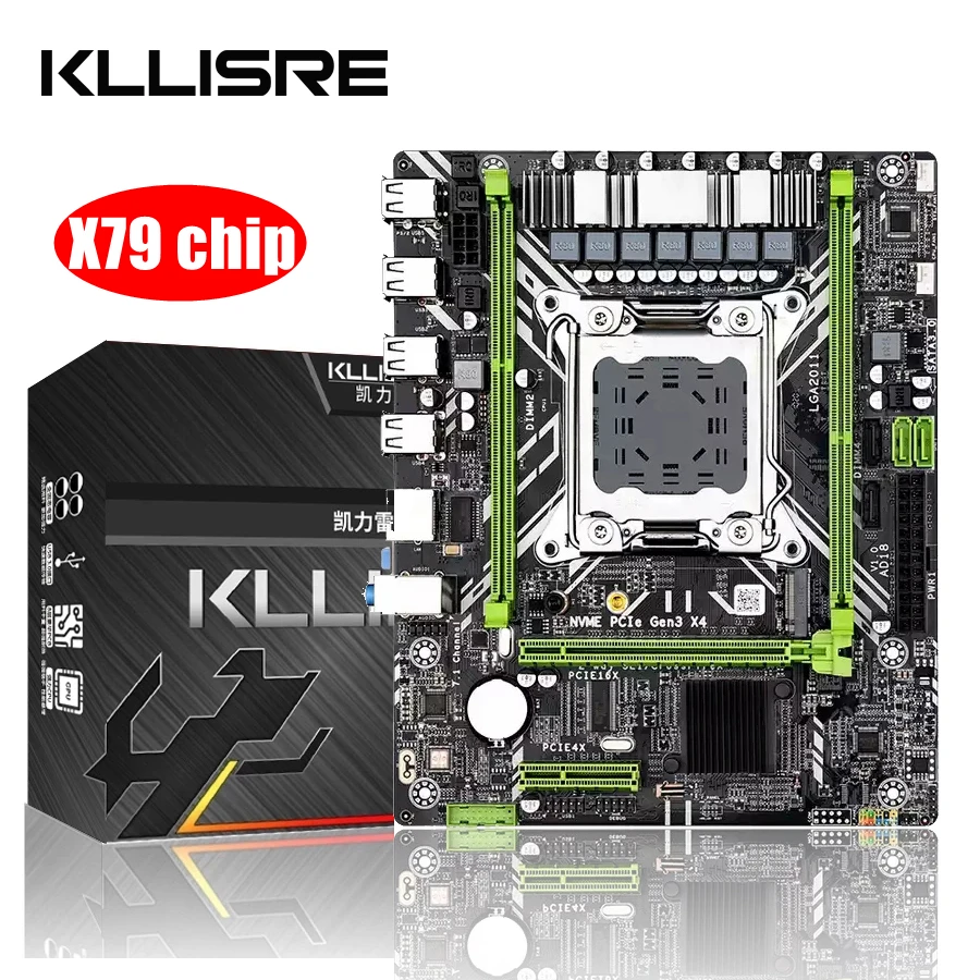 Kllisre x79 placa mãe usb 2.0 stat 3.0 m. 2 nvme suporte xeon lga 2011 processador ddr3 ecc ram ...