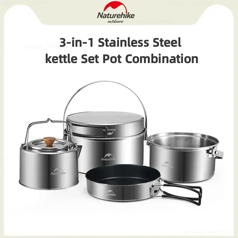 Naturehike-New-Stainless-Steel-Cookware-Set-3-in-1-Camping-Nesting ...
