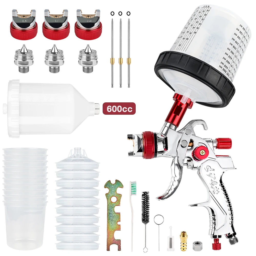 Professional HVLP Spray Gun Kits 1.4/1.7/2.0 Mm Steel Nozzle 10PCS ...