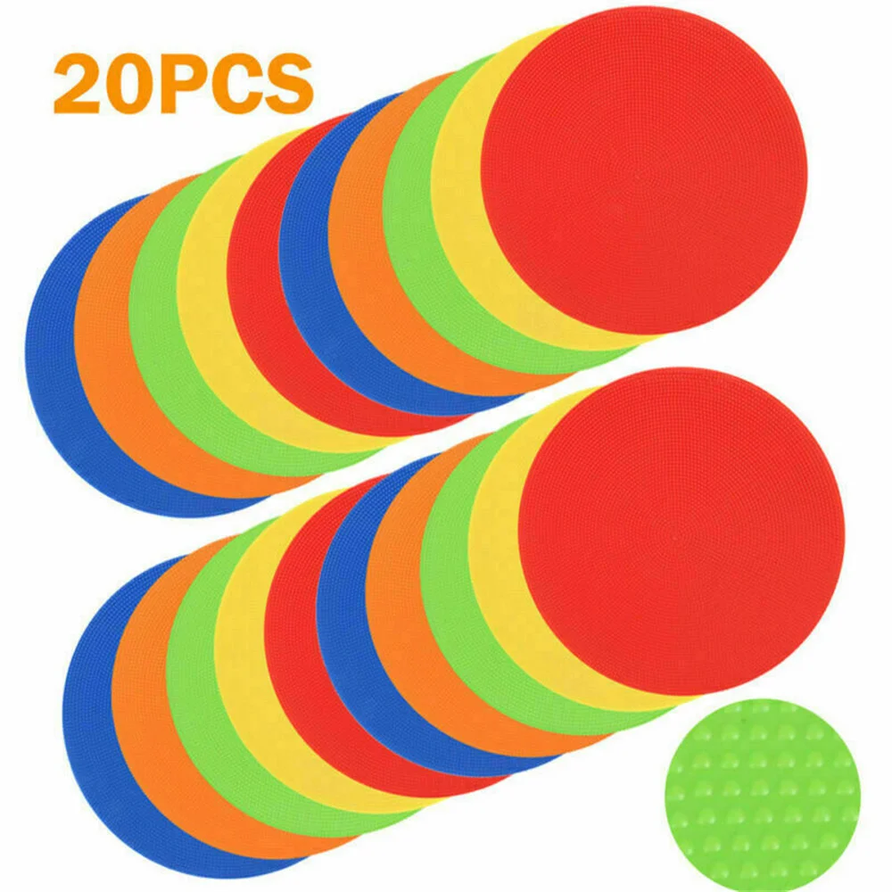 20Pc-Flat-Round-Rubber-Training-Cones-Spot-Markers-for-Football-Soccer ...