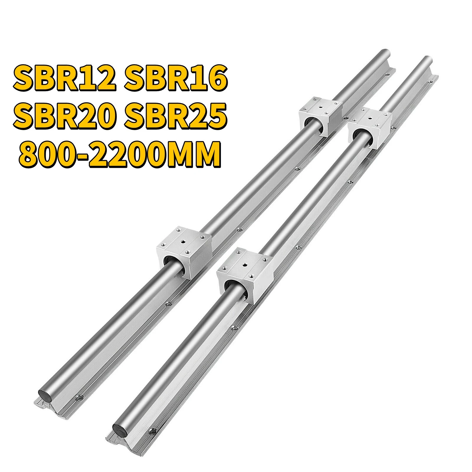 VEVOR-2PCS-Linear-Guide-Rails-SBR12-SBR16-SBR20-SBR25-300-2200mm-4PCS ...
